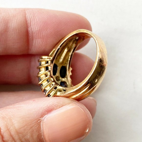 Paj | Jewelry | Paj Sapphire Diamond Ring 925 Gold Overlay Lab Created ...